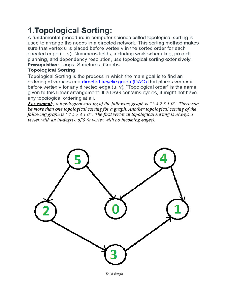 Topological Sorting in DAGs | PDF