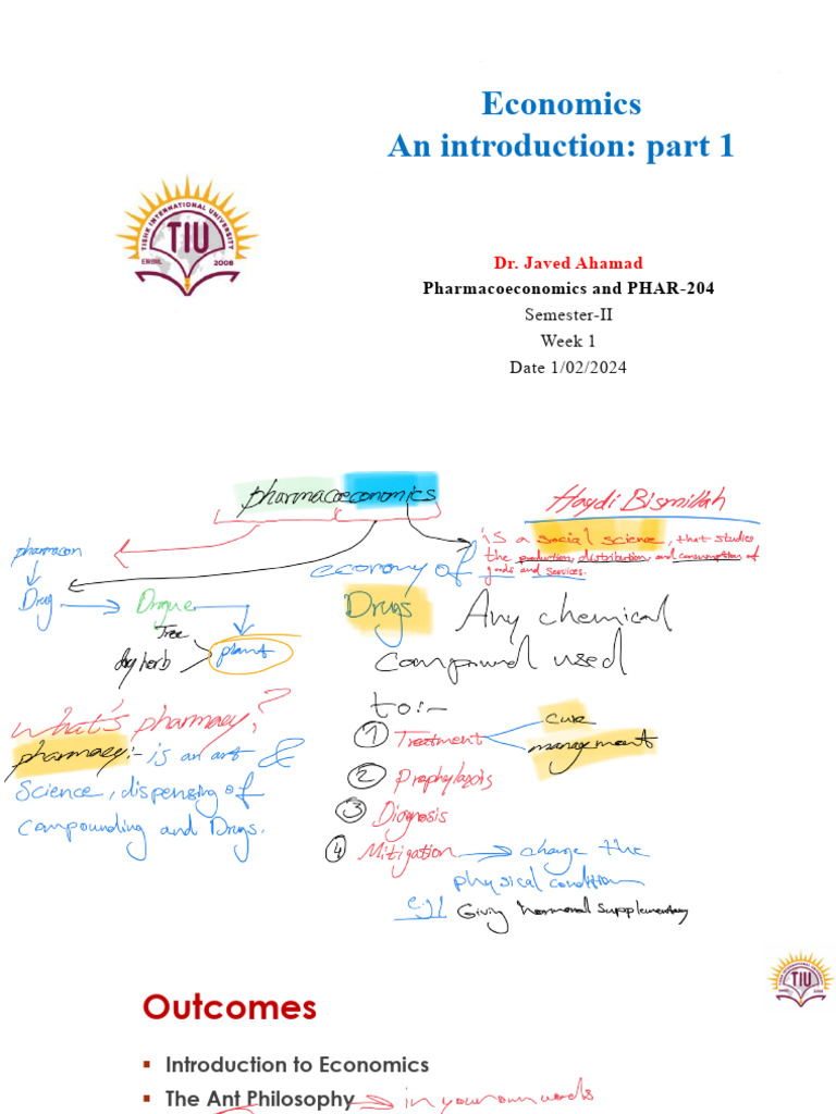 Pharmacoeconomics Grade 2 Week 1 Economics Introduction Part 1 | PDF ...