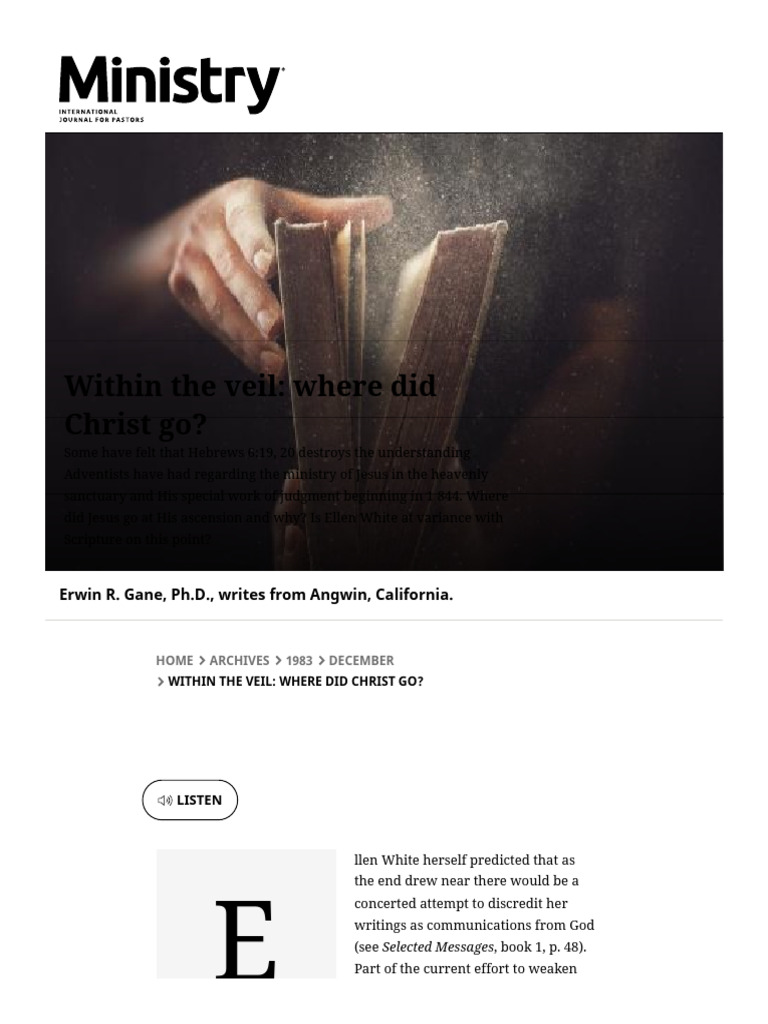 Ministry Magazine - Within The Veil - Where Did Christ Go | PDF | Holy ...