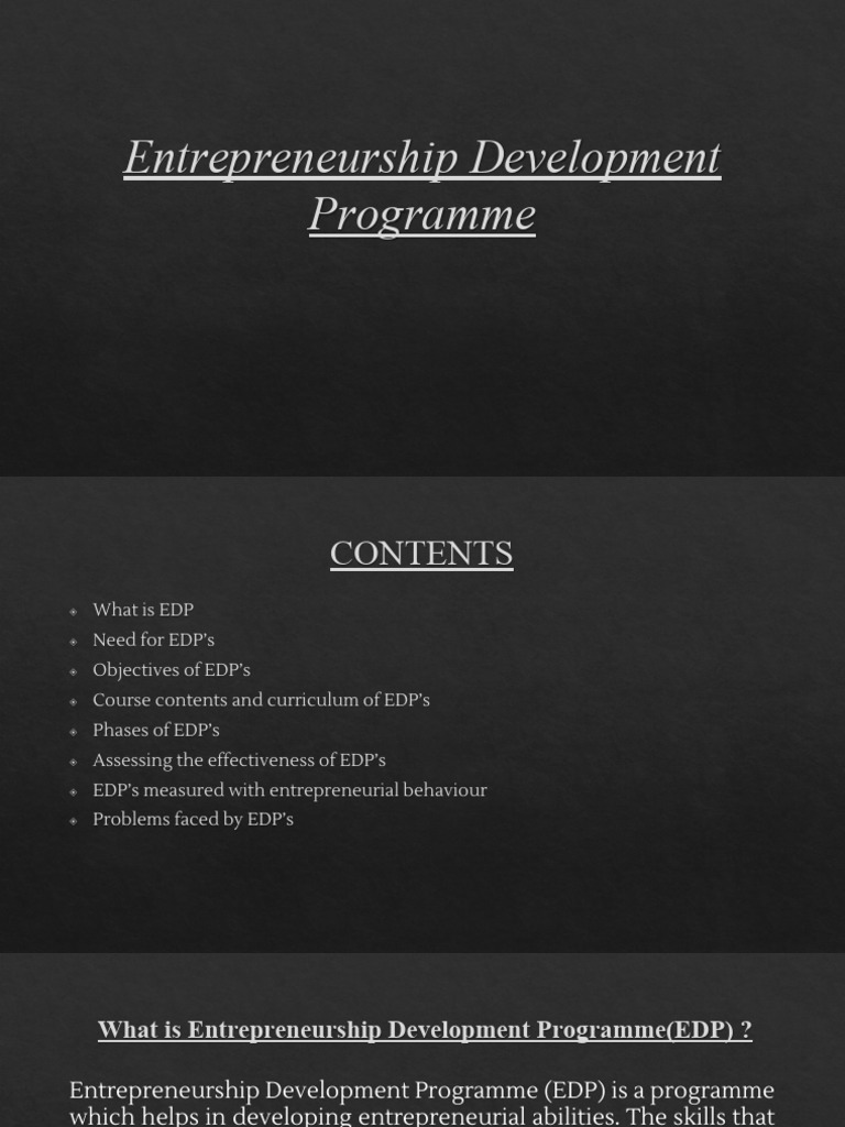 EDP Presentation | PDF | Entrepreneurship | Business