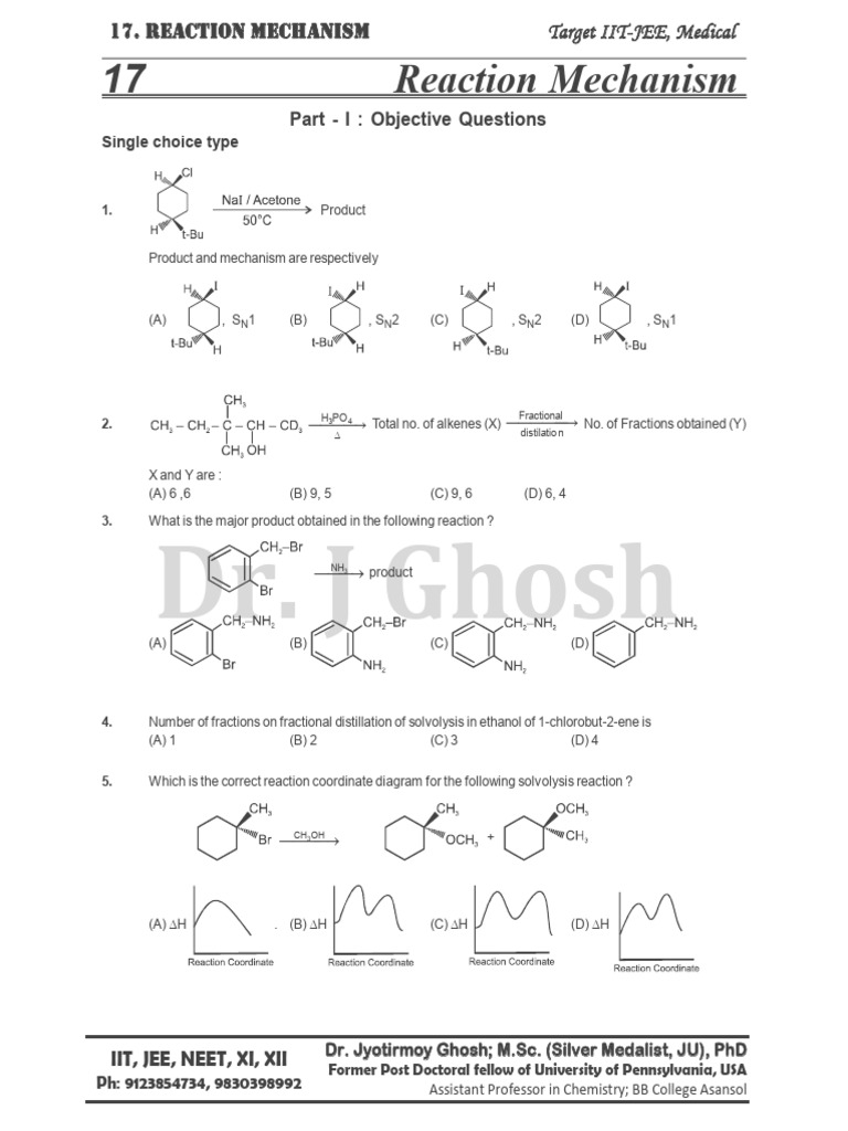 Exam On GOC & Reaction Mechanism NEET JEE | PDF | Chemical Reactions ...