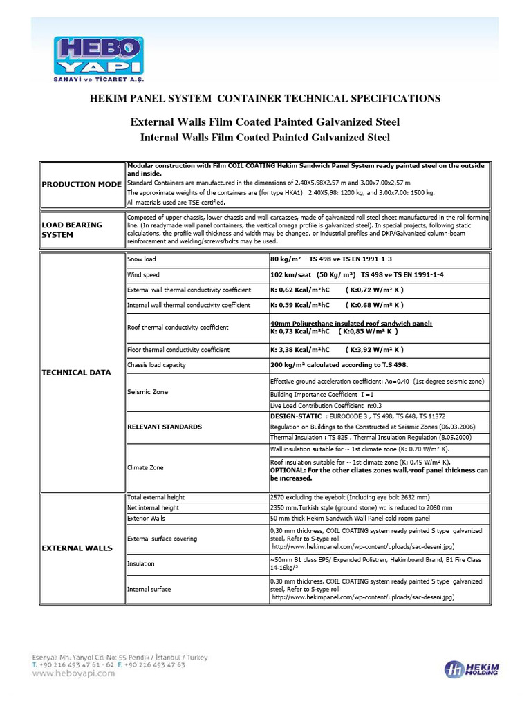 Technical_Spec_For_Containers | PDF | Wall | Door