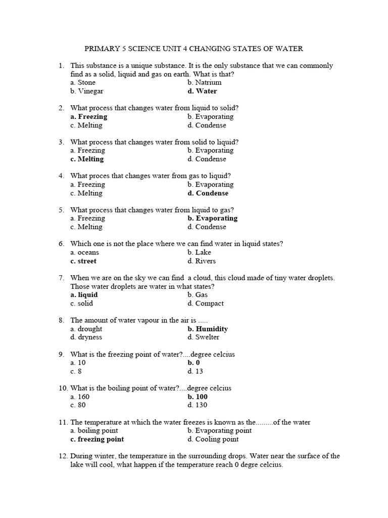 PRIMARY 5 SCIENCE UNIT 4 CHANGING STATES OF WATER | PDF | Evaporation ...