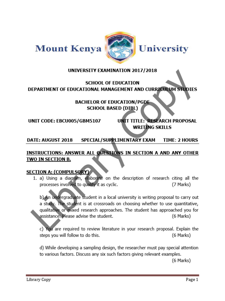 EBCU005GBM5107 RESEARCH PROPOSAL WRITING SKILLS SB SUPP | PDF | Validity (Statistics ...