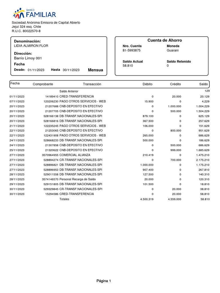 Extracto 2023 11 30 06 02 56 | PDF | Servicios financieros | Business