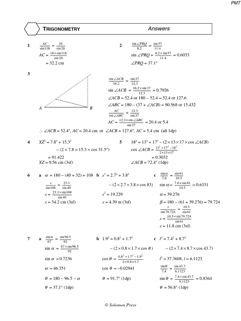 Trigonometry Solutions Guide | PDF | Mathematical Analysis | Rotation
