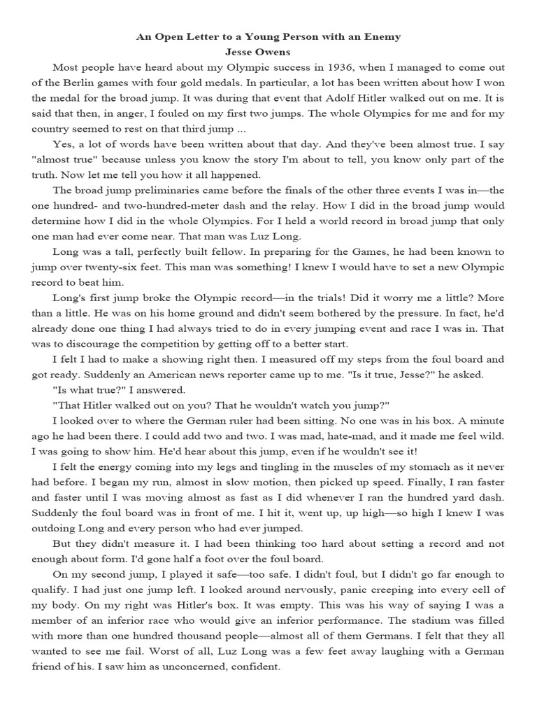 6A - An Open Letter To A Young Person With An Enemy | PDF