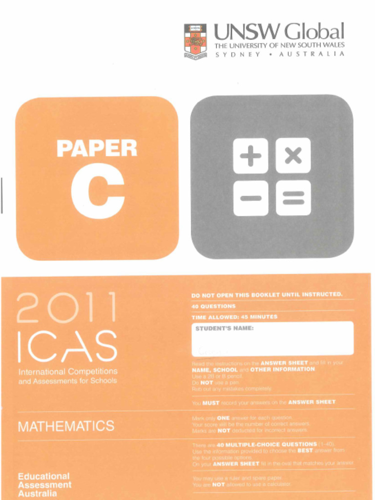 2011 Mathematics C & Answers | PDF