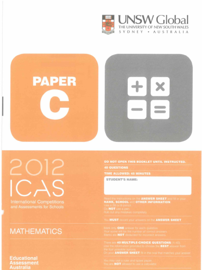 2012 Mathematics C & Answers | PDF
