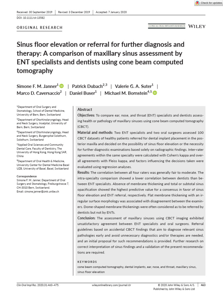 Sinus Referred ENT | PDF | Dental Implant | Dentistry