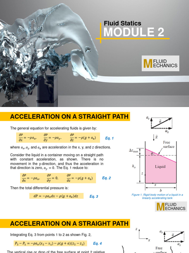 Module 2 Fluid Statics - Acceleration On A Straight Path | Download ...