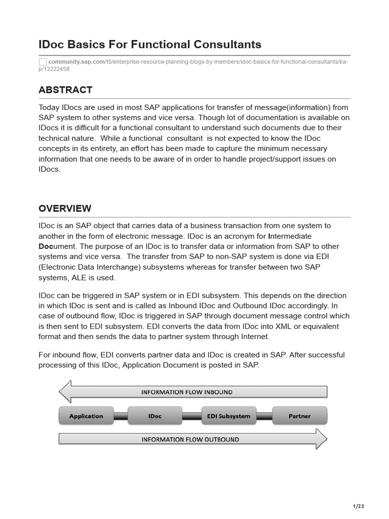 IDoc Basics For Functional Consultants | PDF | Electronic Data Interchange | Computing