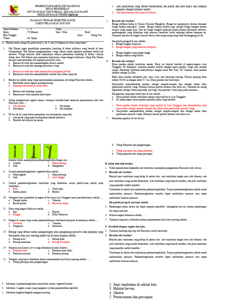Soal Kelas 6 Tema 1 Subtema 3 | PDF