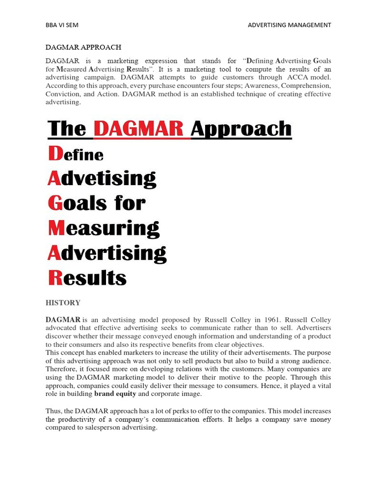 DAGMAR+Hierachy of Effect Model | PDF | Advertising | Brand