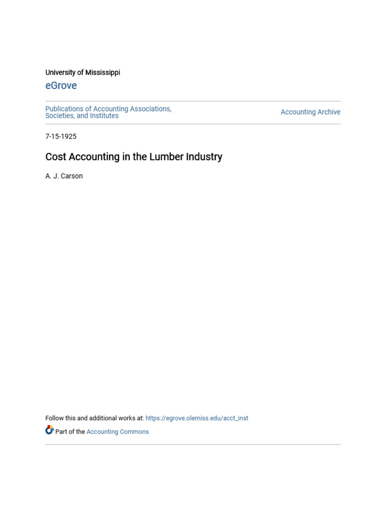 Cost Accounting in the Lumber Industry | PDF | Lumber | Expense