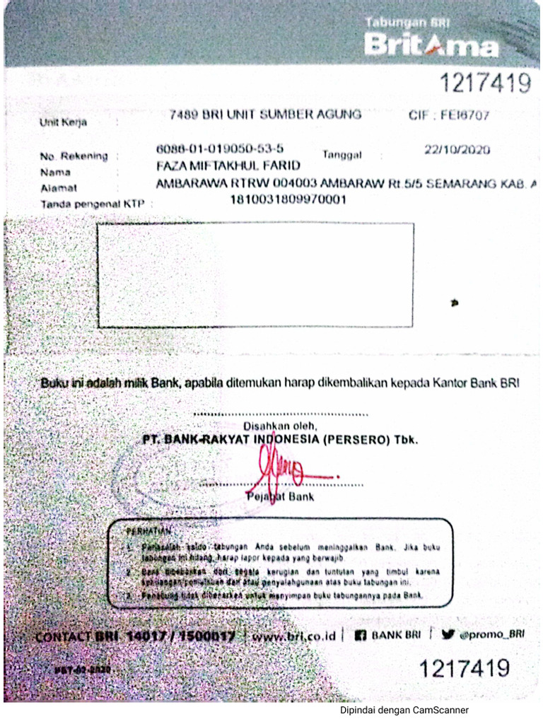 Buku Tabungan Bri | PDF