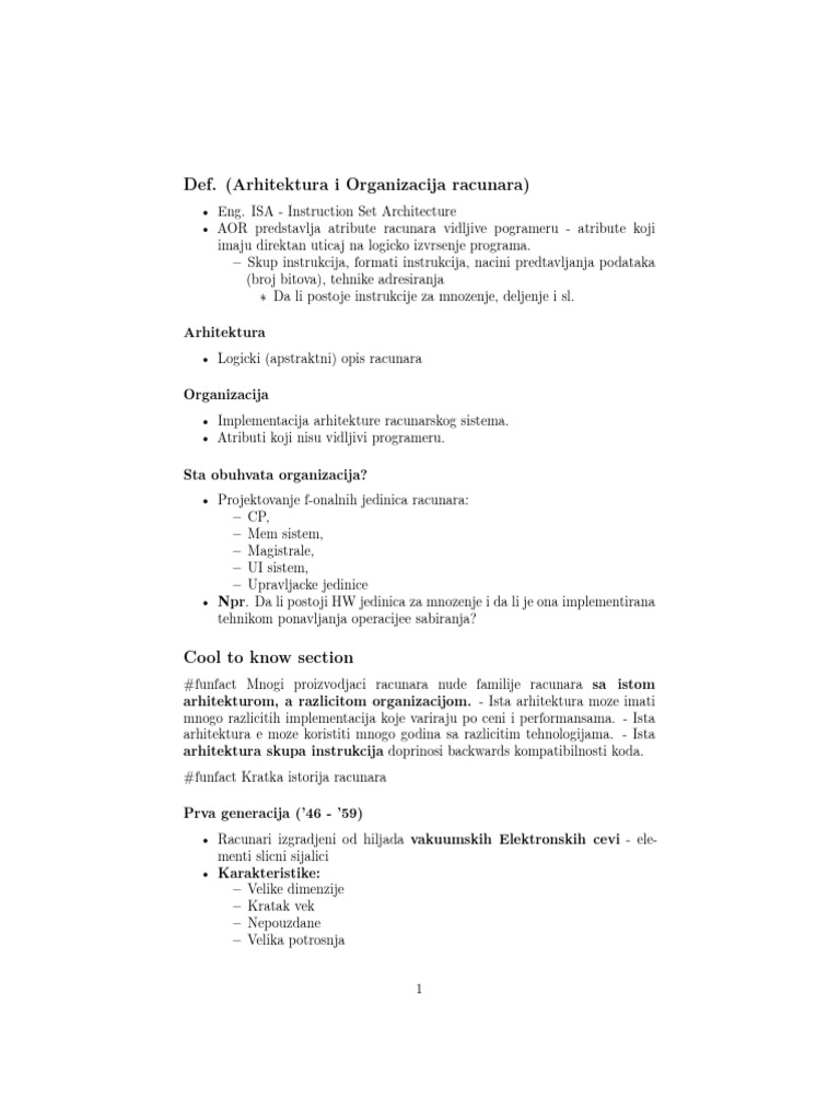 Kratka Istorija Arhitekture I Organizacije Racunara | PDF