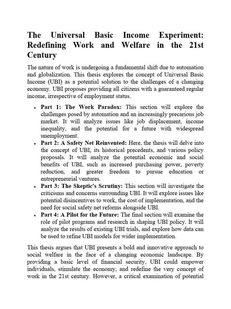 The Universal Basic Income Experiment | PDF | Finance & Money Management