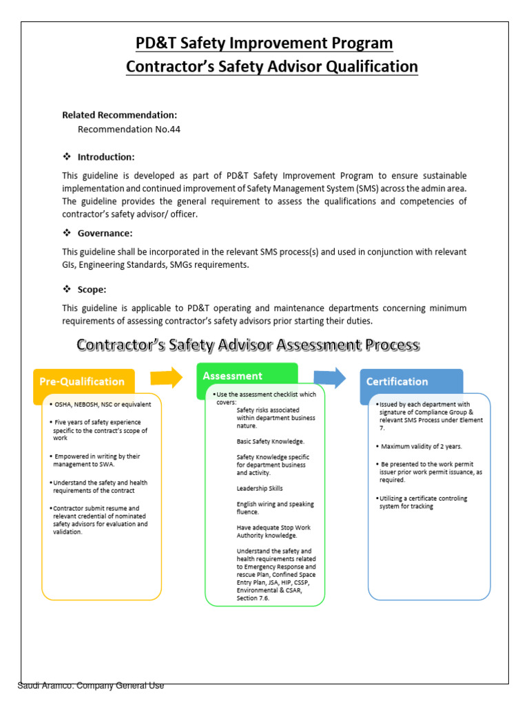 Contractor’s Safety Advisor Guidelines | PDF | Safety | Occupational Safety And Health ...