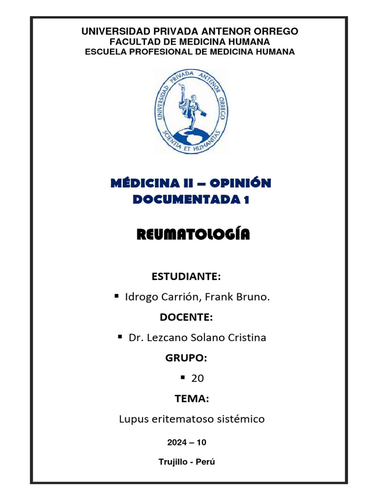 OD1 - LES - Idrogo Carrión Frank | PDF | Inmunología | Epidemiología