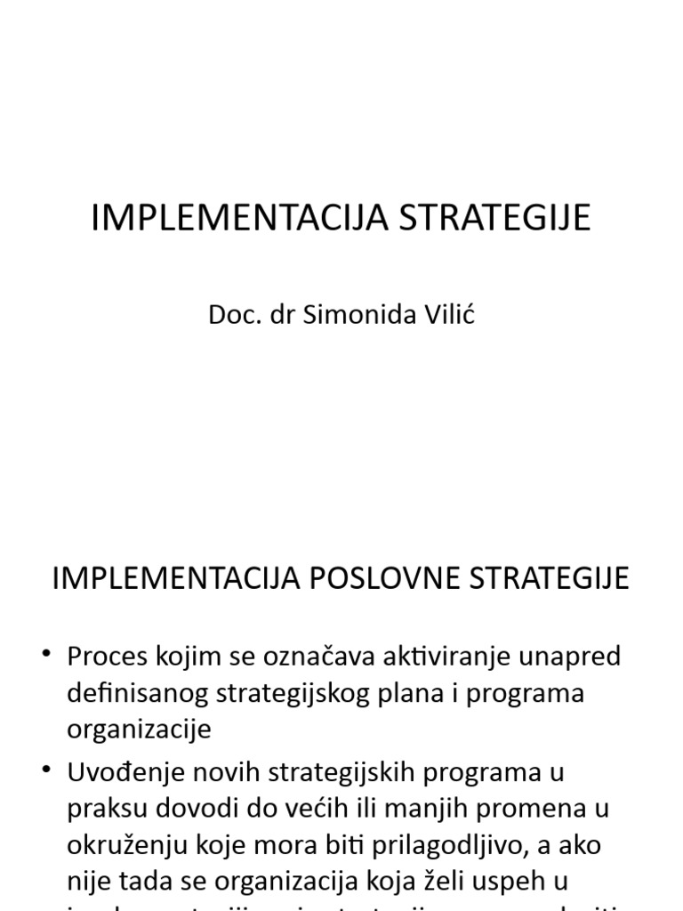 Implementacija Strategije | PDF