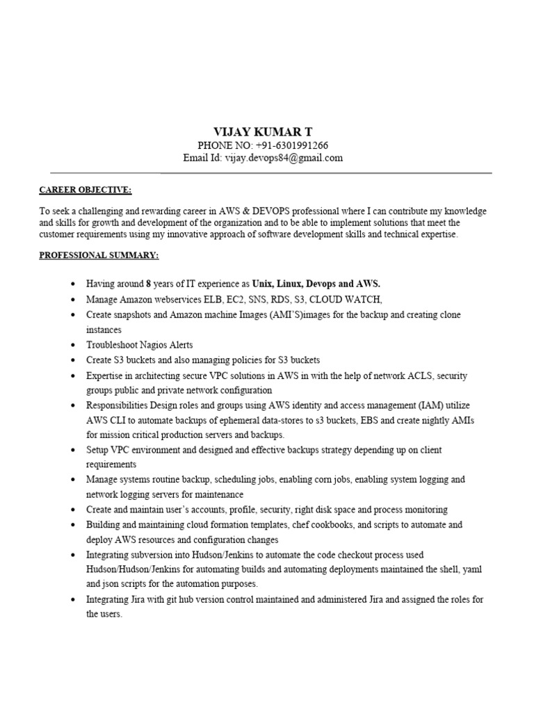 Vijay Devops Resume | PDF | Amazon Web Services | Cloud Computing