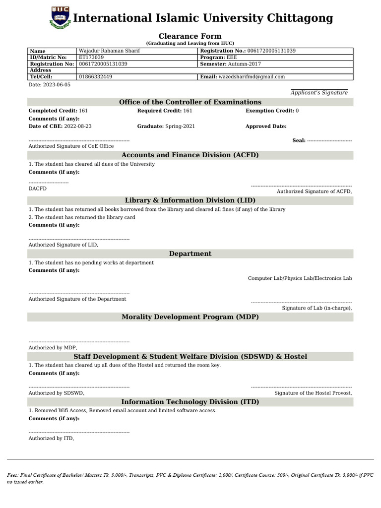 Clearance Form PDF | PDF | Computers