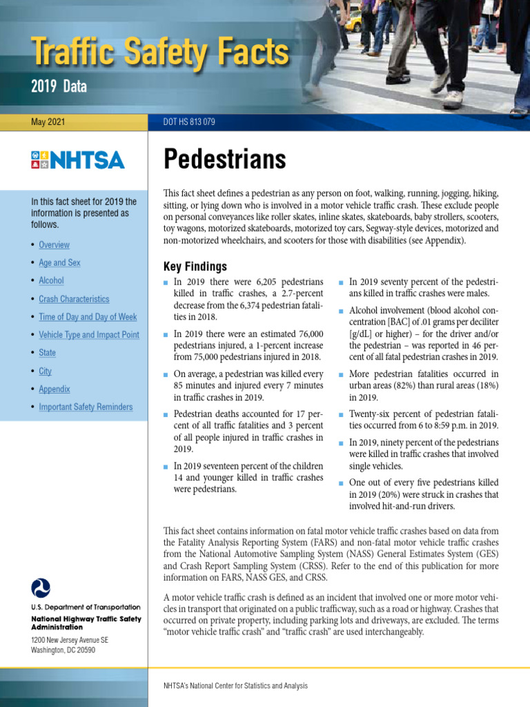 2019 Pedestrian Traffic Safety Facts | PDF | Traffic Collision | Pedestrian