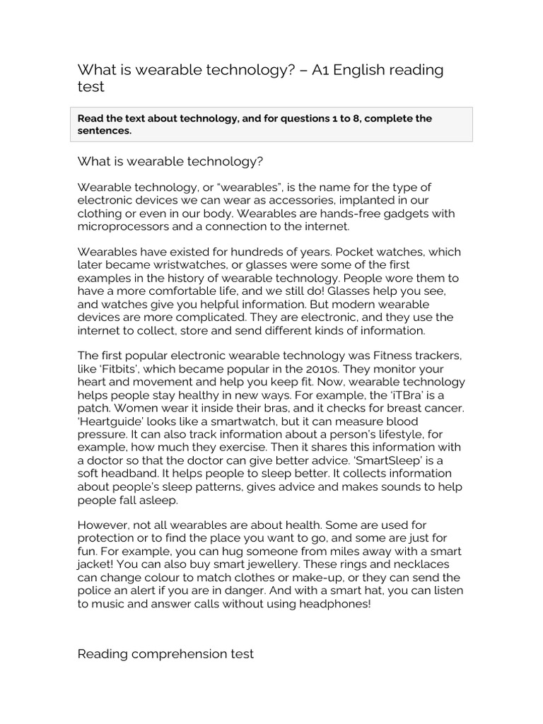 Reading 5 - What Is Wearable Technology | Download Free PDF | Wearable Technology | Smartwatch