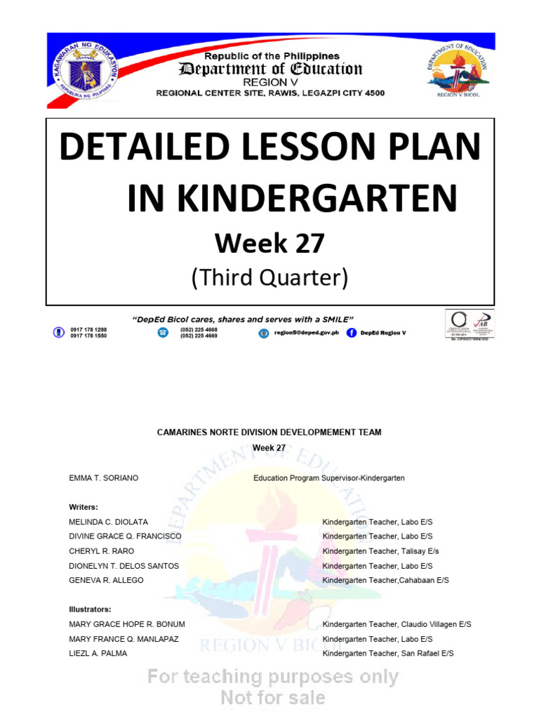 Kinder DLP Week 27 | PDF | Lesson Plan