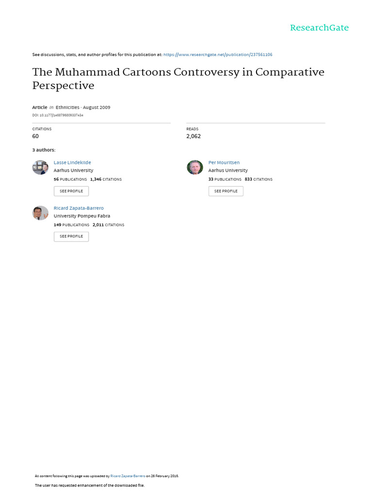 The Muhammad Cartoons Controversy in Comparative P | PDF
