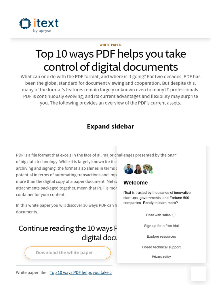 Top 10 Ways PDF Helps You Take Control of Digital Documents - Itext PDF | PDF | Software | Computing