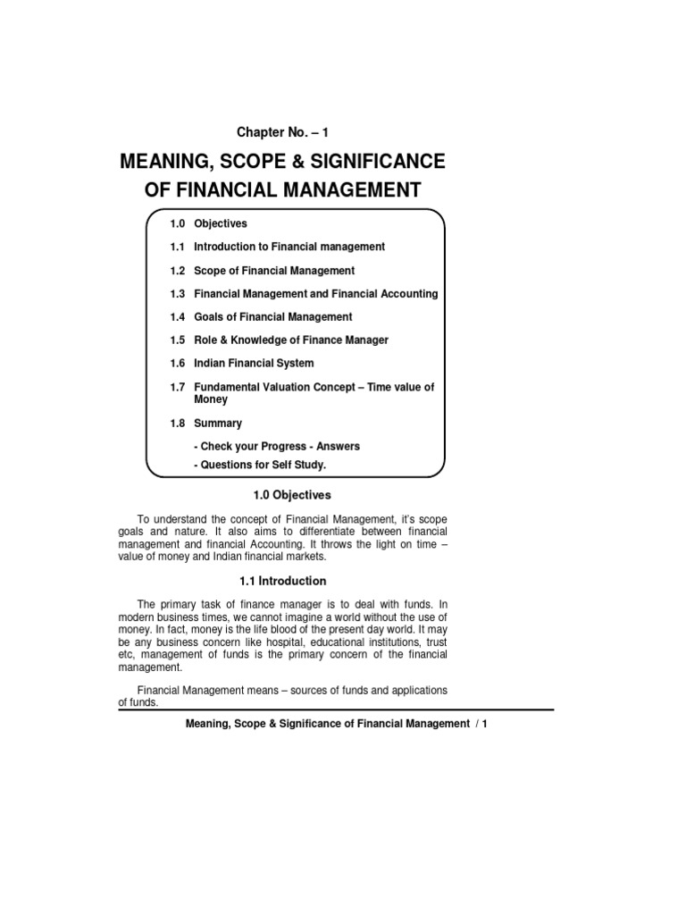 Financial Management: Meaning & Scope | PDF | Financial Markets ...