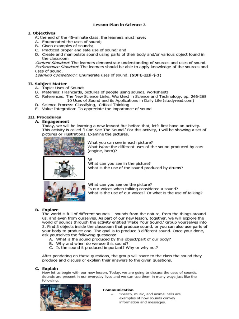 Lesson Plan in Science 3 Final | PDF | Lesson Plan | Learning
