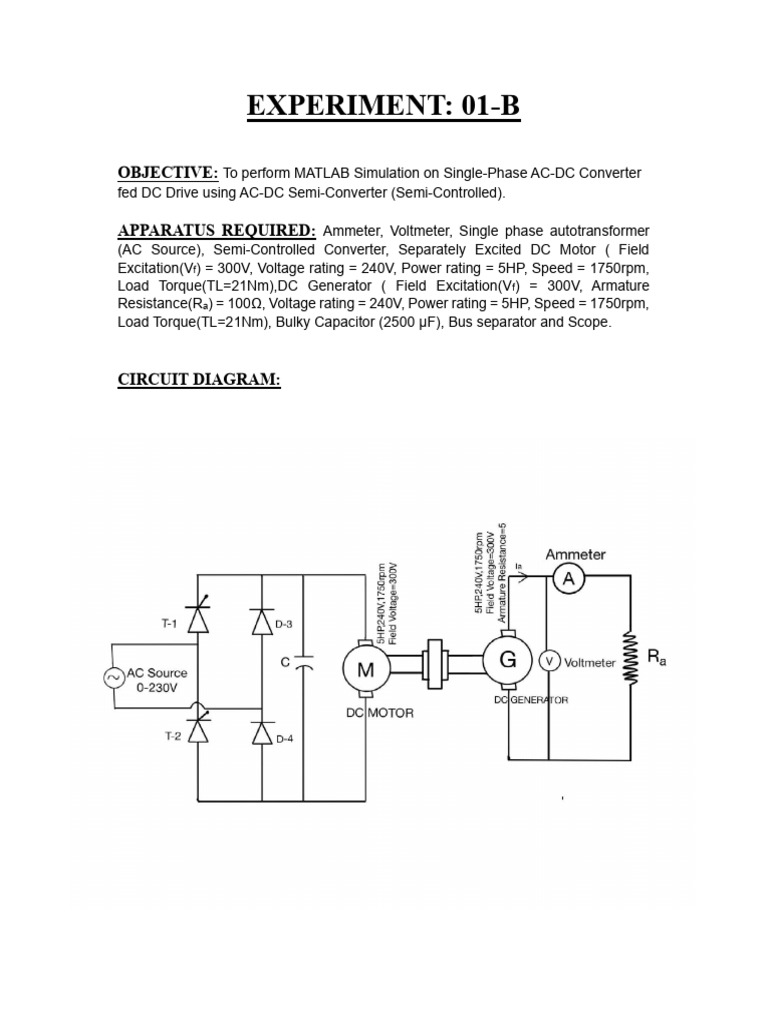 Exp 01 B | PDF | Rectifier | Electric Motor