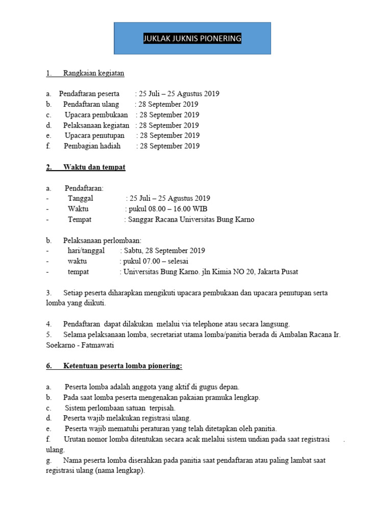 Panduan Lomba Pionering Pramuka | PDF | Bisnis | Sains & Matematika