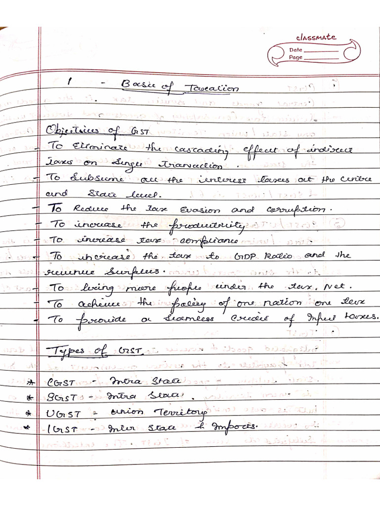 GST Notes 1st Internals | PDF
