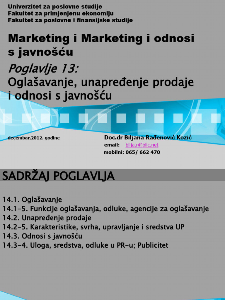 Marketing - Poglavlje 13 IS | PDF