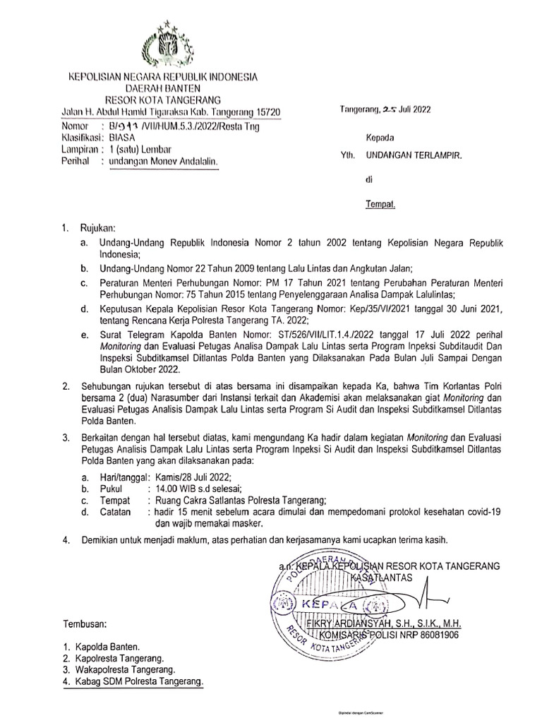 Surat Undangan Anev Andalalin . | PDF