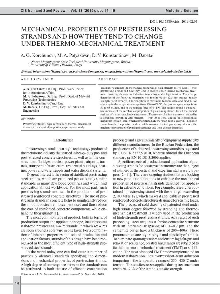 Mechanical Properties of Prestressing Strands | PDF | Strength Of ...