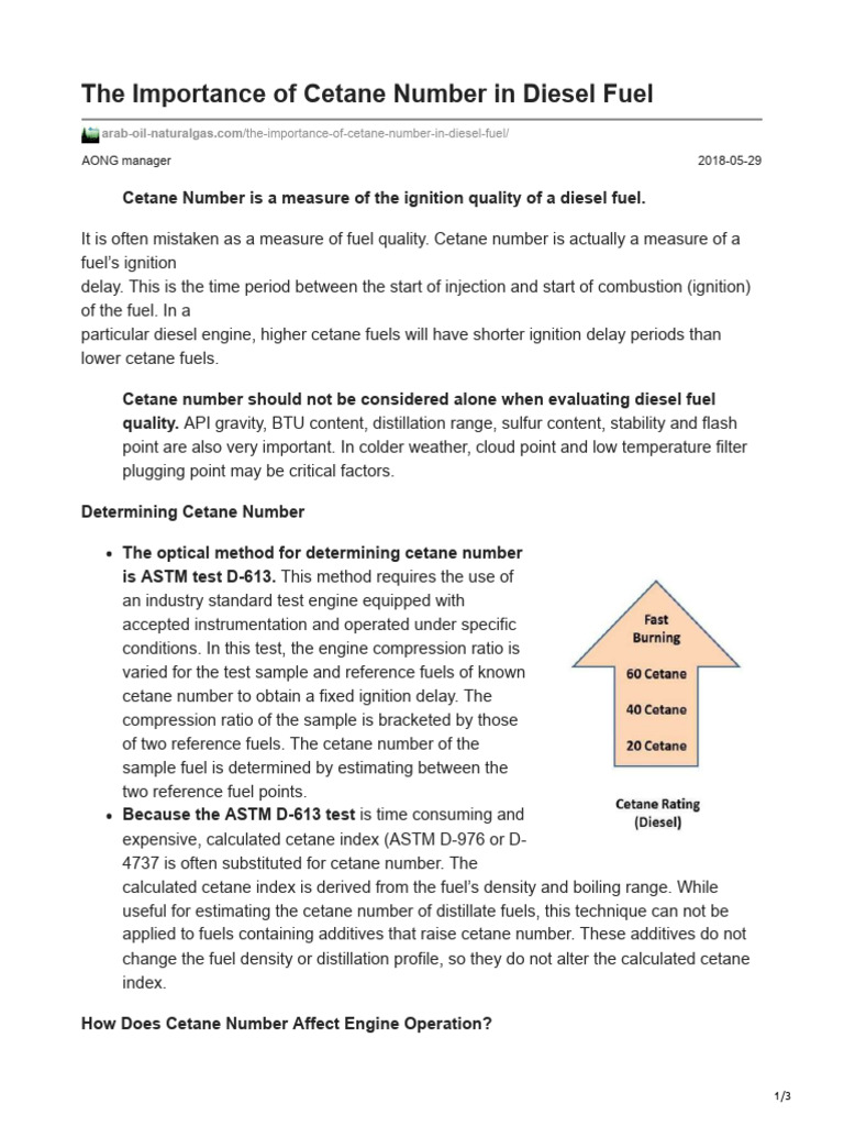 Cetane Number: Key to Diesel Fuel Quality | PDF | Diesel Fuel | Combustion