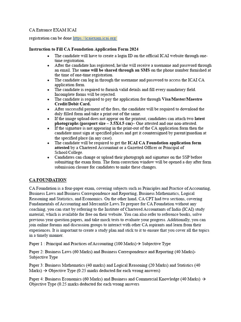 Ca Prep Information Pdf