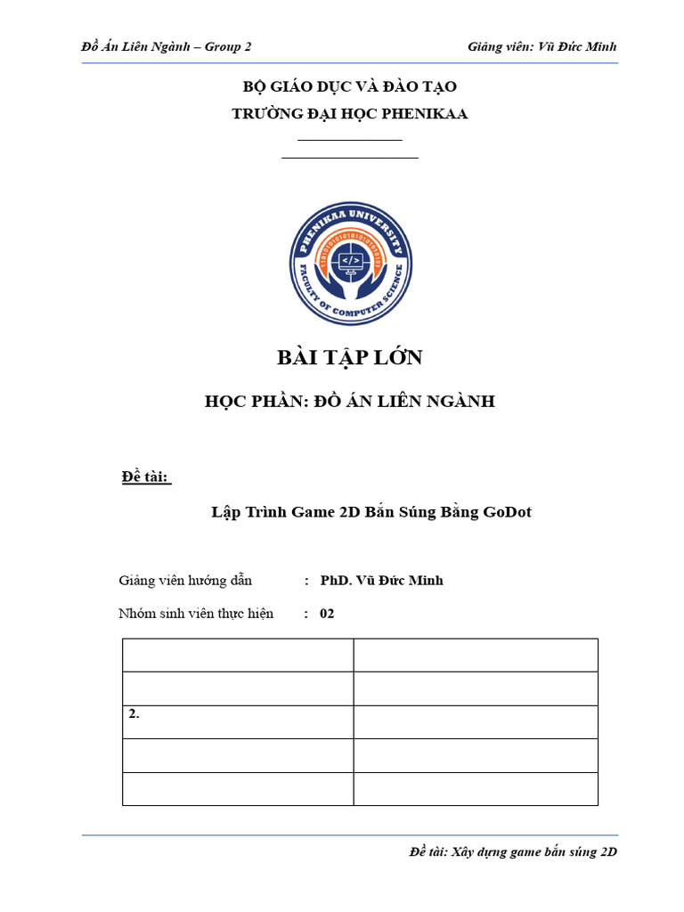 DALN - Báo cáo đề tài game bắn súng 2d Godot - Group 2 - Final | PDF