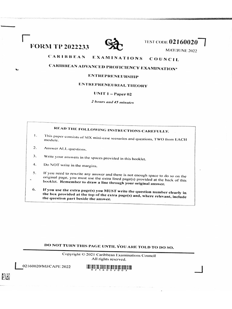 Entrepreneurship Unit 1 2022 | PDF