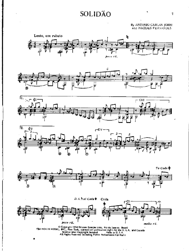 JOBIM 8 Songs For Classical Guitar Ed Hollis Chitarra | PDF