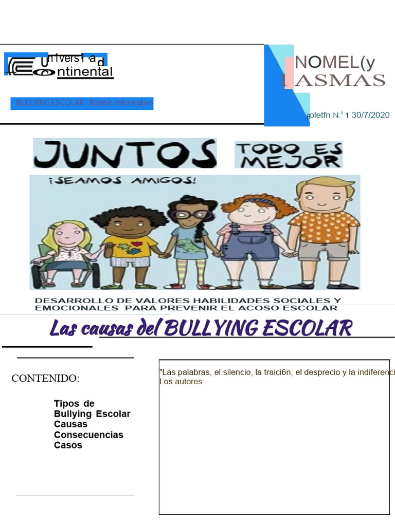 Tipos y Causas del Bullying Escolar | PDF | Psicología Social | Agresión