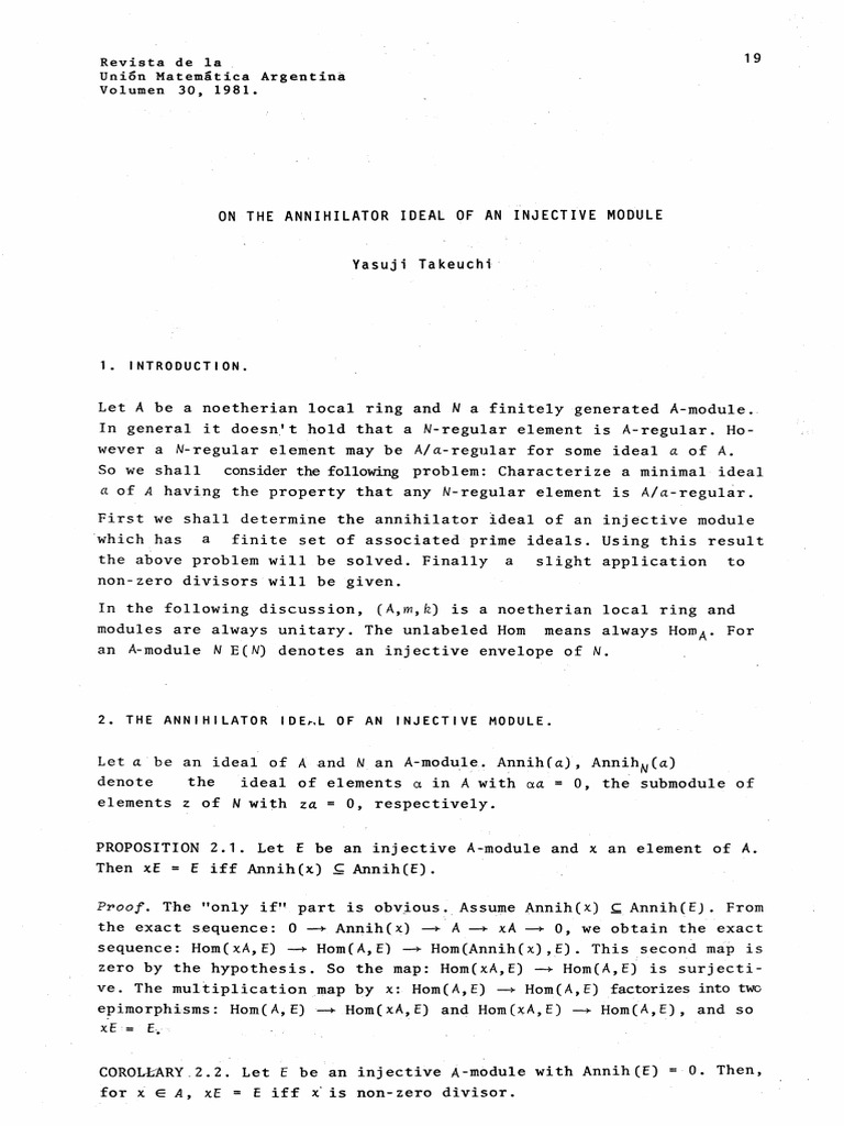Annihilator Ideals in Modules | PDF | Ring Theory | Abstract Algebra