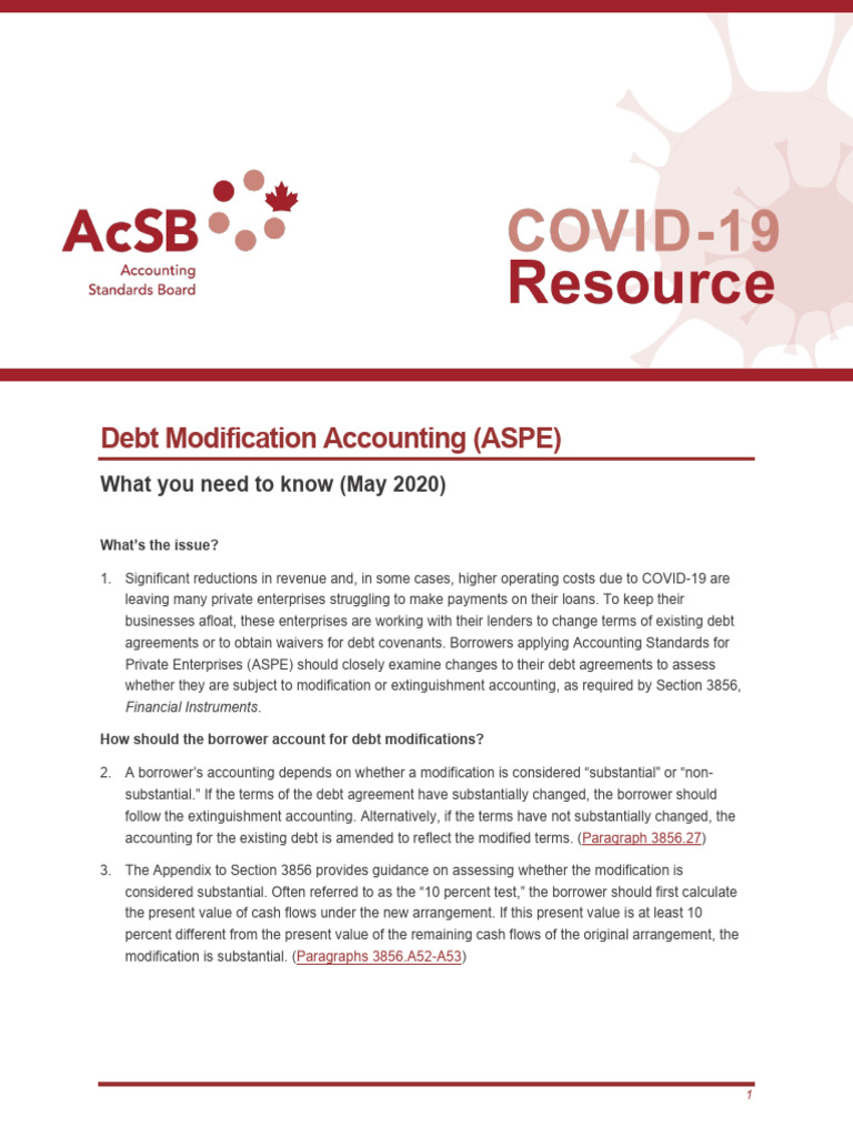 Debt Modification Accounting Guide ASPE | PDF | Debt | Going Concern