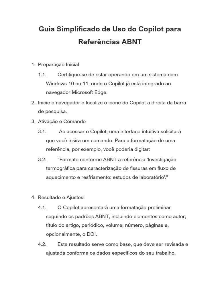 Guia Simplificado de Uso Do Copilot para Referências ABNT | PDF | Caixa alta e caixa baixa | Livros