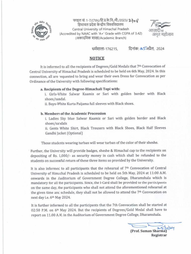 Notice Reg Dress Code For Students and Academic Pocession | PDF